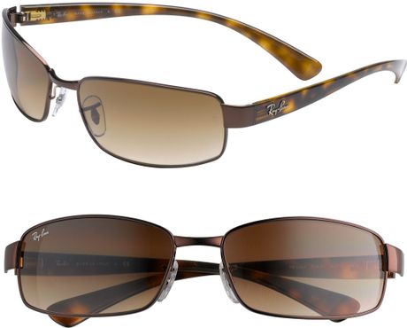 Ray-ban Metal Rectangle Wrap Sunglasses in Brown for Men (gradient ...