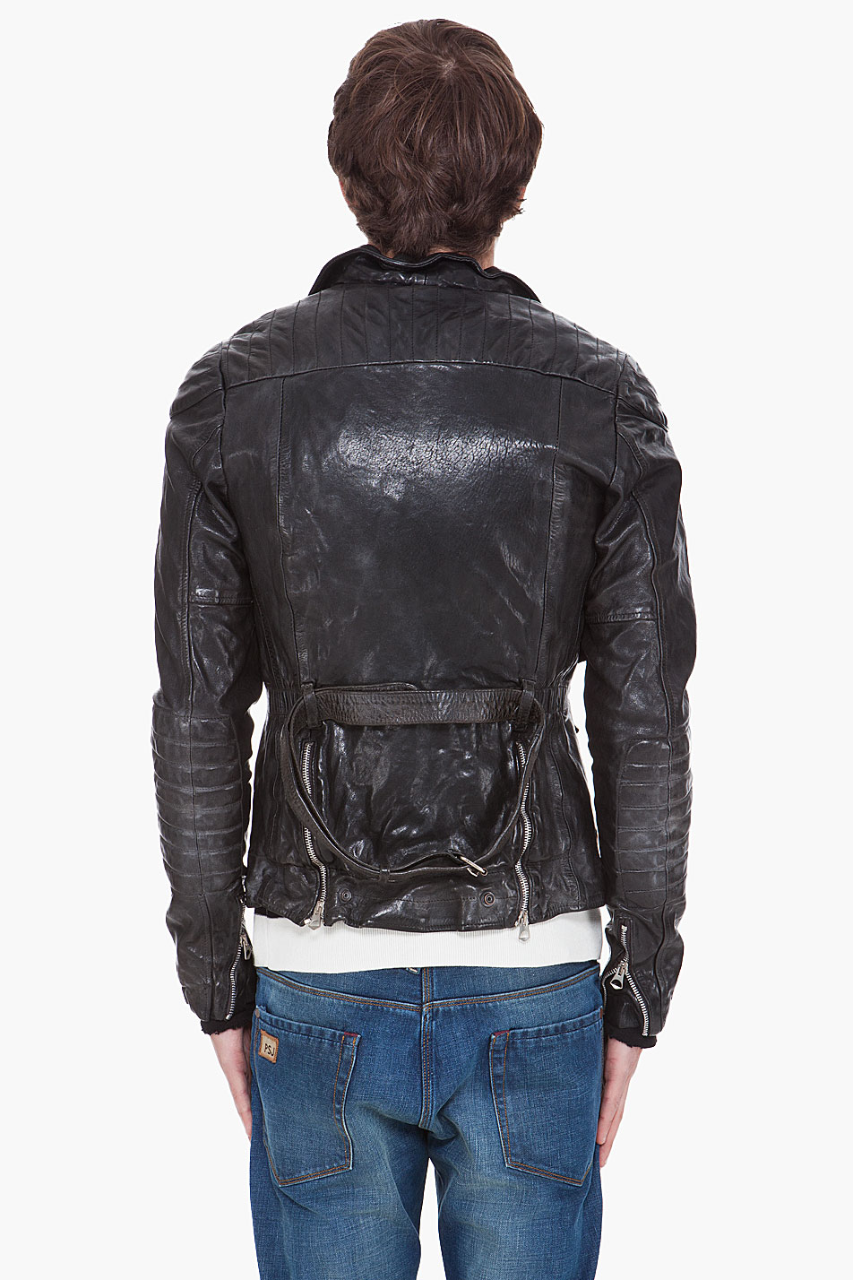 Golden Goose Deluxe Brand Crinkled Leather Biker Jacket in Black for ...