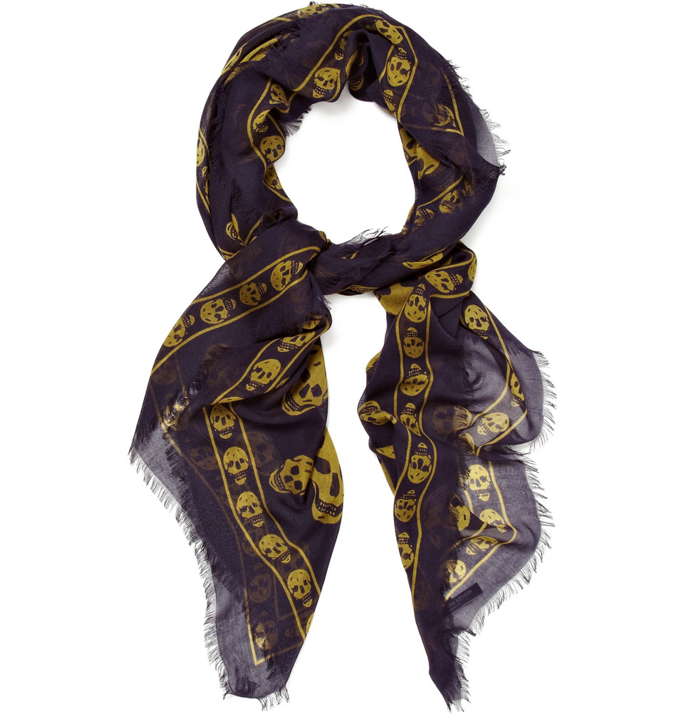Lyst - Alexander Mcqueen Skull Print Scarf in Purple for Men