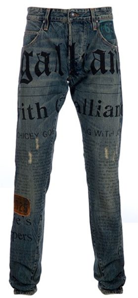 John Galliano Printed Jeans in Blue for Men | Lyst
