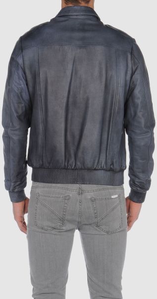 Gianfranco Ferré Leather Jacket in Blue for Men | Lyst