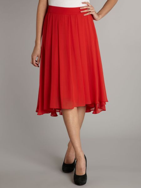 Kenneth Cole High Low Skirt in Red (coral) | Lyst