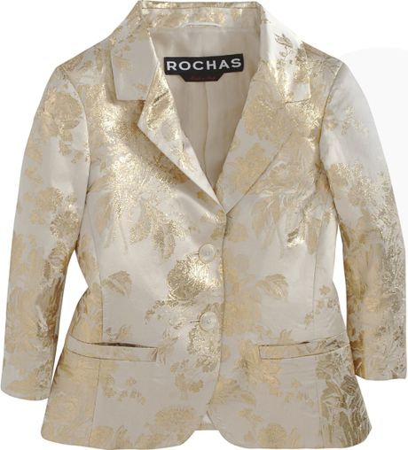 Rochas Brocade Suit Jacket in Gold | Lyst