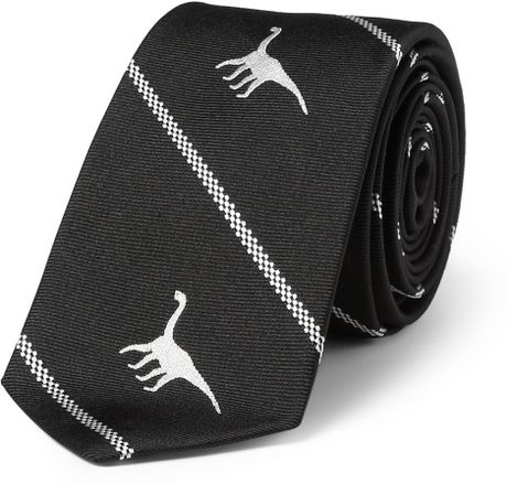 Jil Sander Dinosaurmotif Silk Tie in Black for Men | Lyst