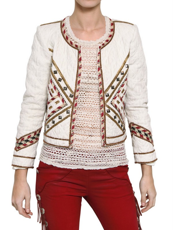 Lyst - Isabel Marant Embroidered Cotton Denim Jacket in White