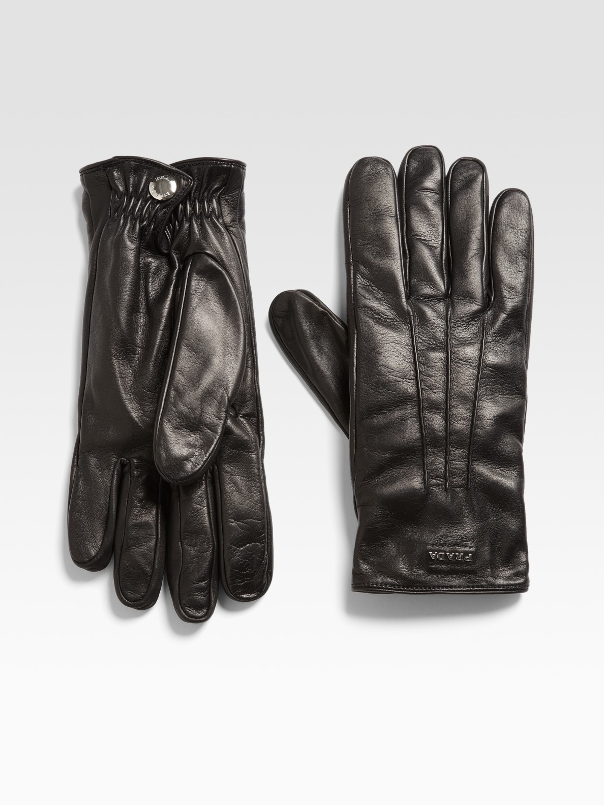 Prada Nappa Leather Gloves in Black for Men | Lyst