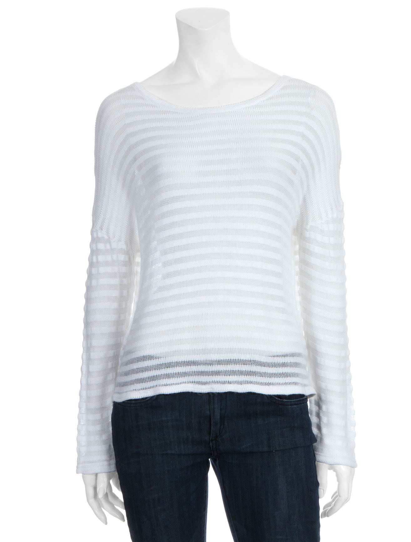 Nsf Clothing Sheer Stripe Sweater in White (ivory) | Lyst