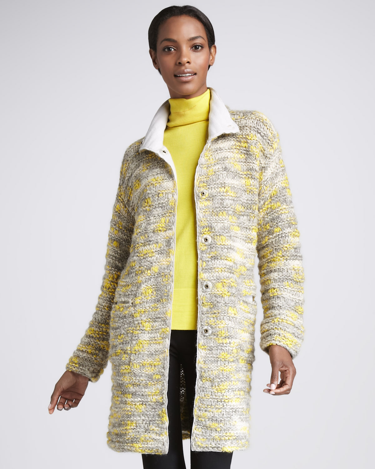 Lafayette 148 New York Long Knit Coat in Multicolor (CITRON MULTI) | Lyst