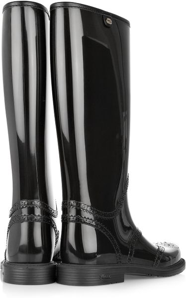 Gucci Brogue Style Wellington Boots in Black | Lyst