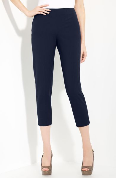 Piazza Sempione Audrey Stretch Cotton Gabardine Capris in Blue (navy ...