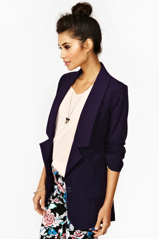 Lyst Nasty Gal Deep Plunge Blazer Plum In Purple