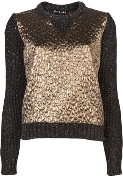 Rochas Metallic Sweater in Gold (brown) | Lyst