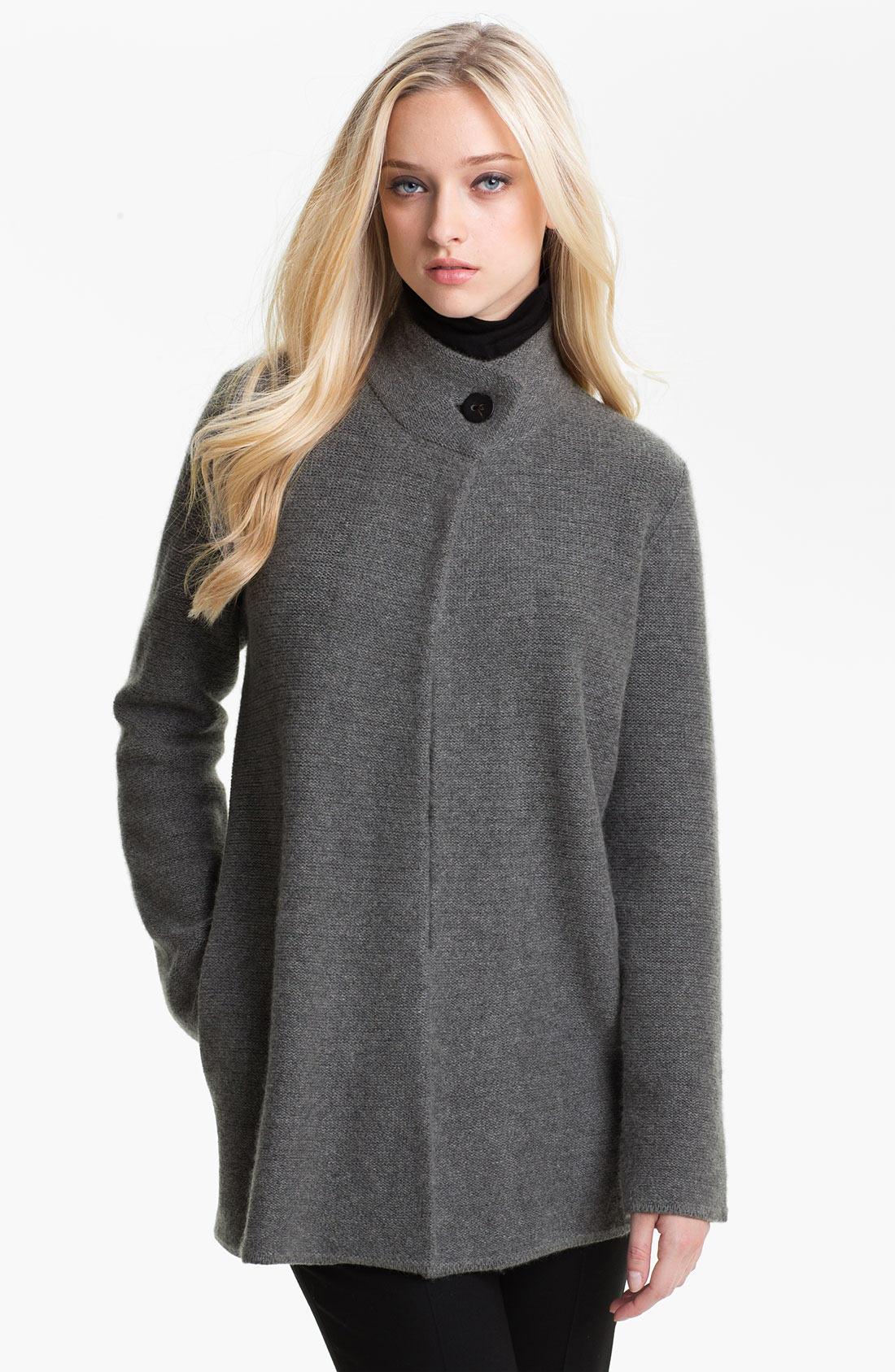 Nordstrom Collection One Button Cashmere Cardigan in Gray (medium ...