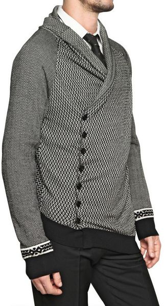 Alexander Mcqueen Jacquard Wool Knit Asymmetric Cardigan in Black for ...