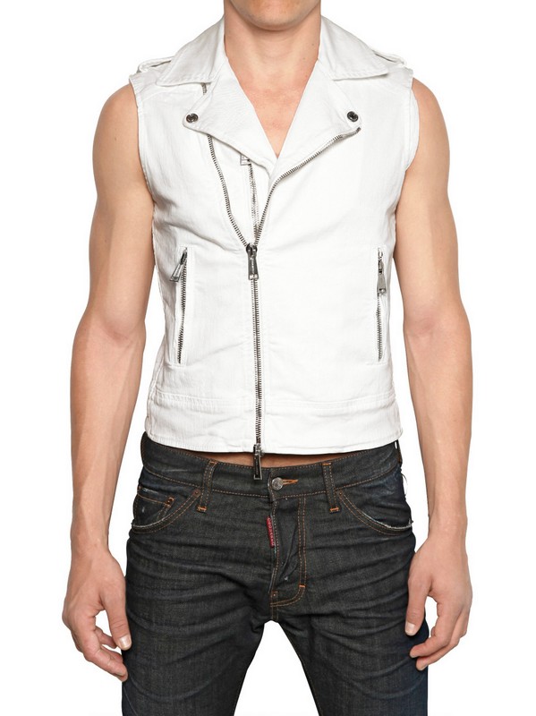 Lyst - Dsquared² Dyed Bull Cotton Chiodo Vest in White for Men