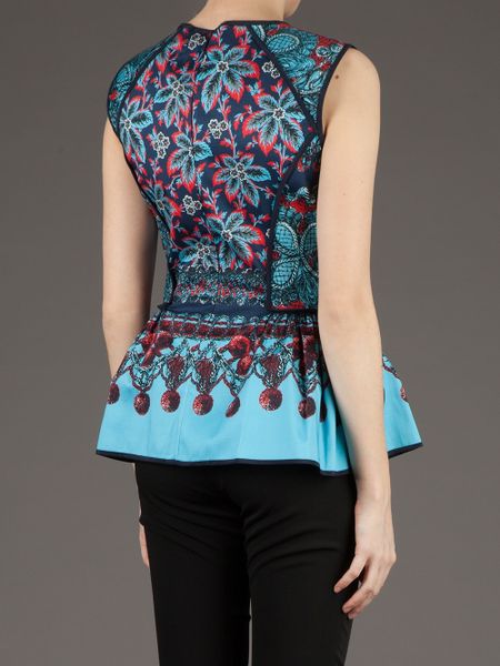 Prabal Gurung Floral Print Peplum Top in Floral | Lyst
