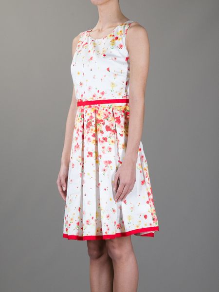 Blugirl Blumarine Pleated Floral Print Dress in Floral | Lyst