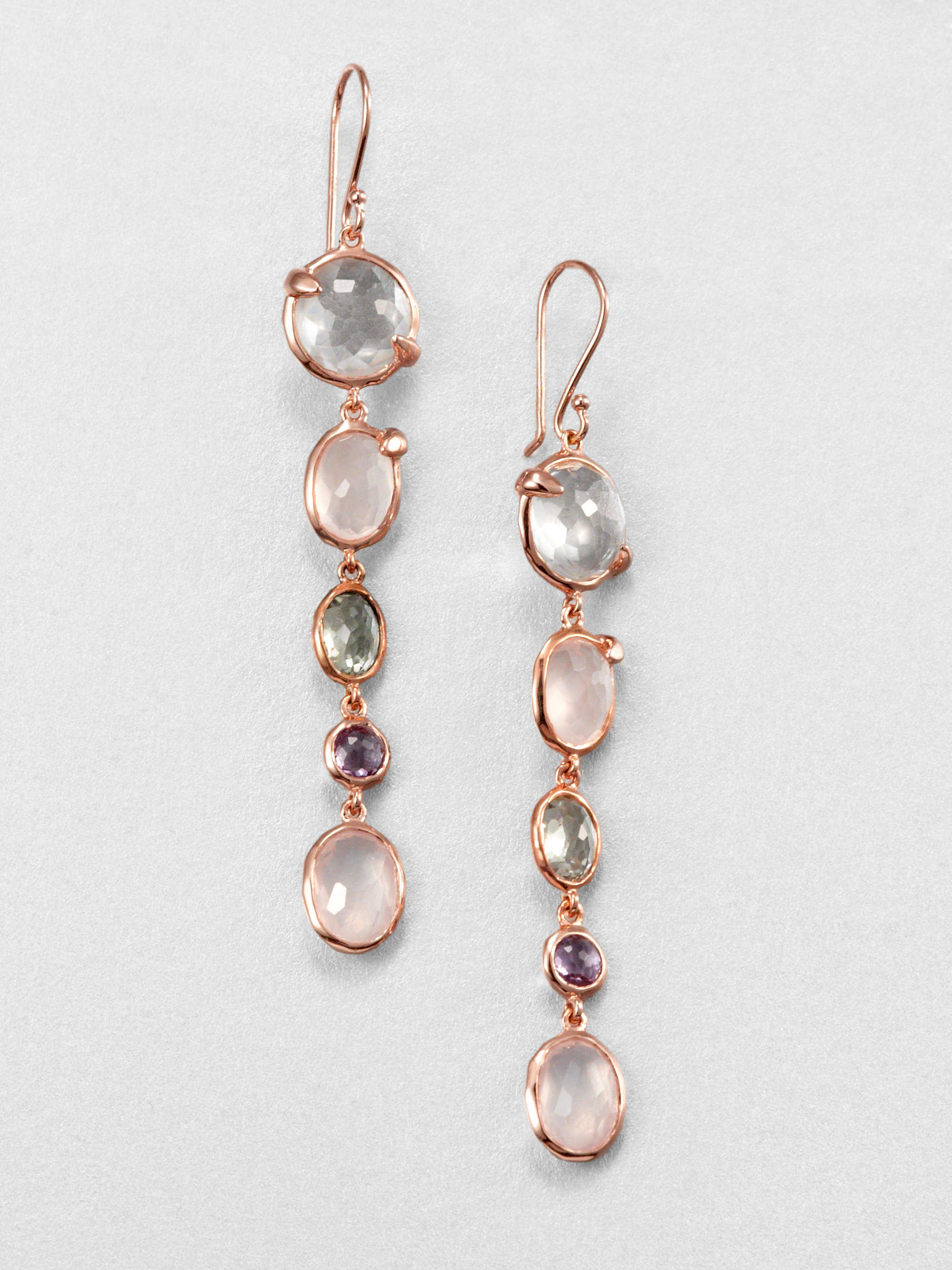 Ippolita Rosé 5 Stone Bloom Drop Earrings in Pink (rose gold-multi) | Lyst
