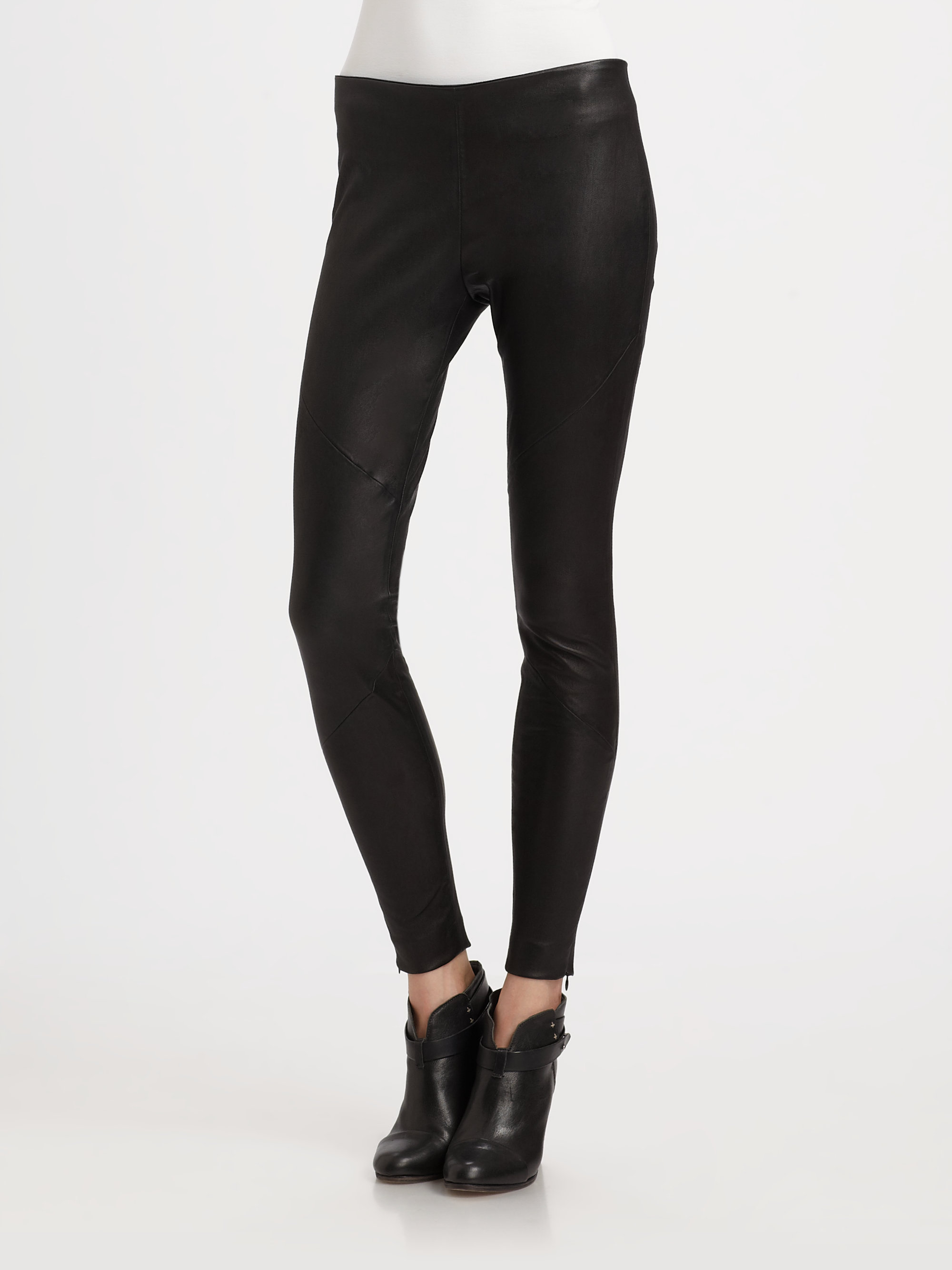 Rag & Bone Ferrell Leather Leggings in Black | Lyst