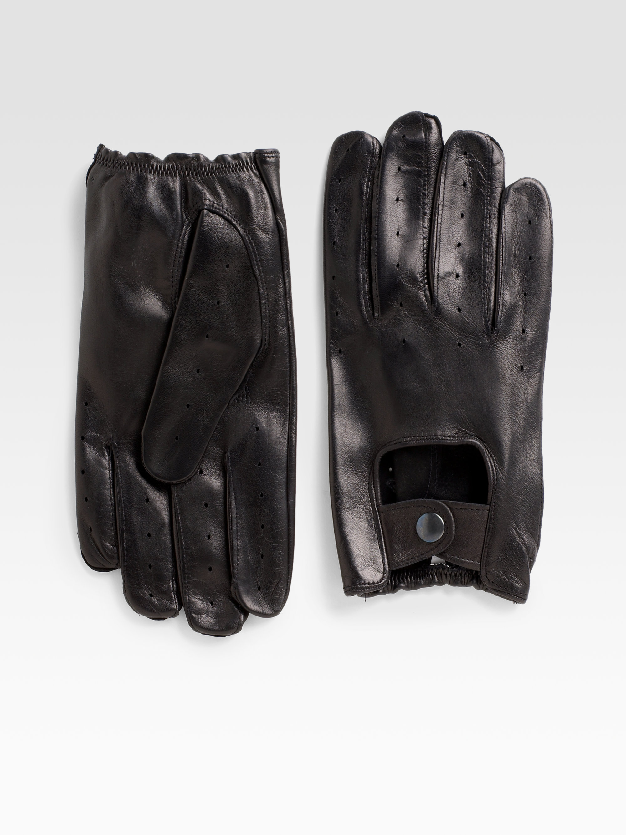 Saks Fifth Avenue Black Label Nappa Leather Driving Gloves in Black for ...