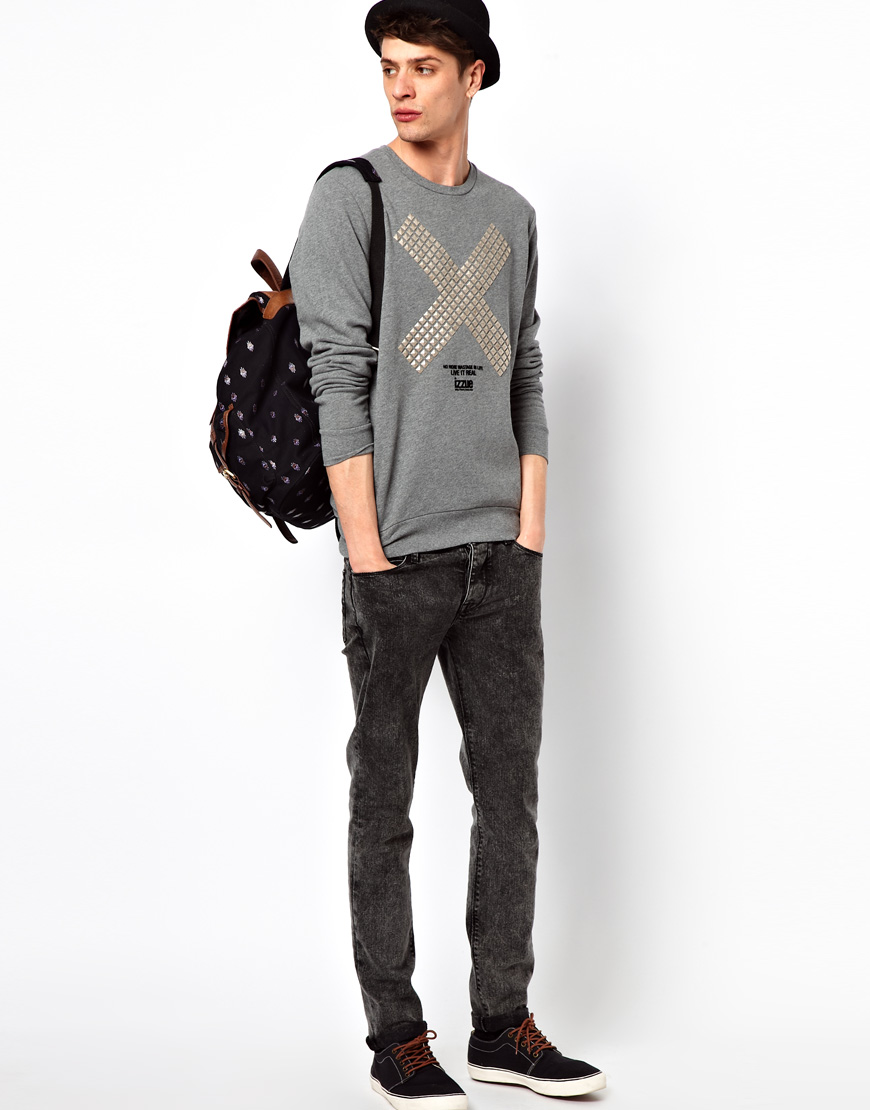 Lyst - Izzue Sweatshirt with Studs in Gray for Men