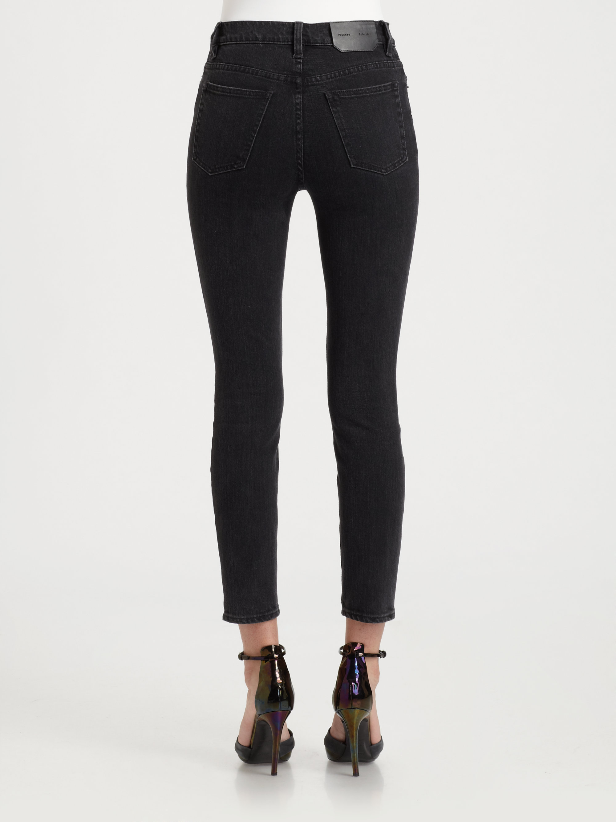 Lyst - Proenza Schouler Highrise Cropped Skinny Jeans in Black