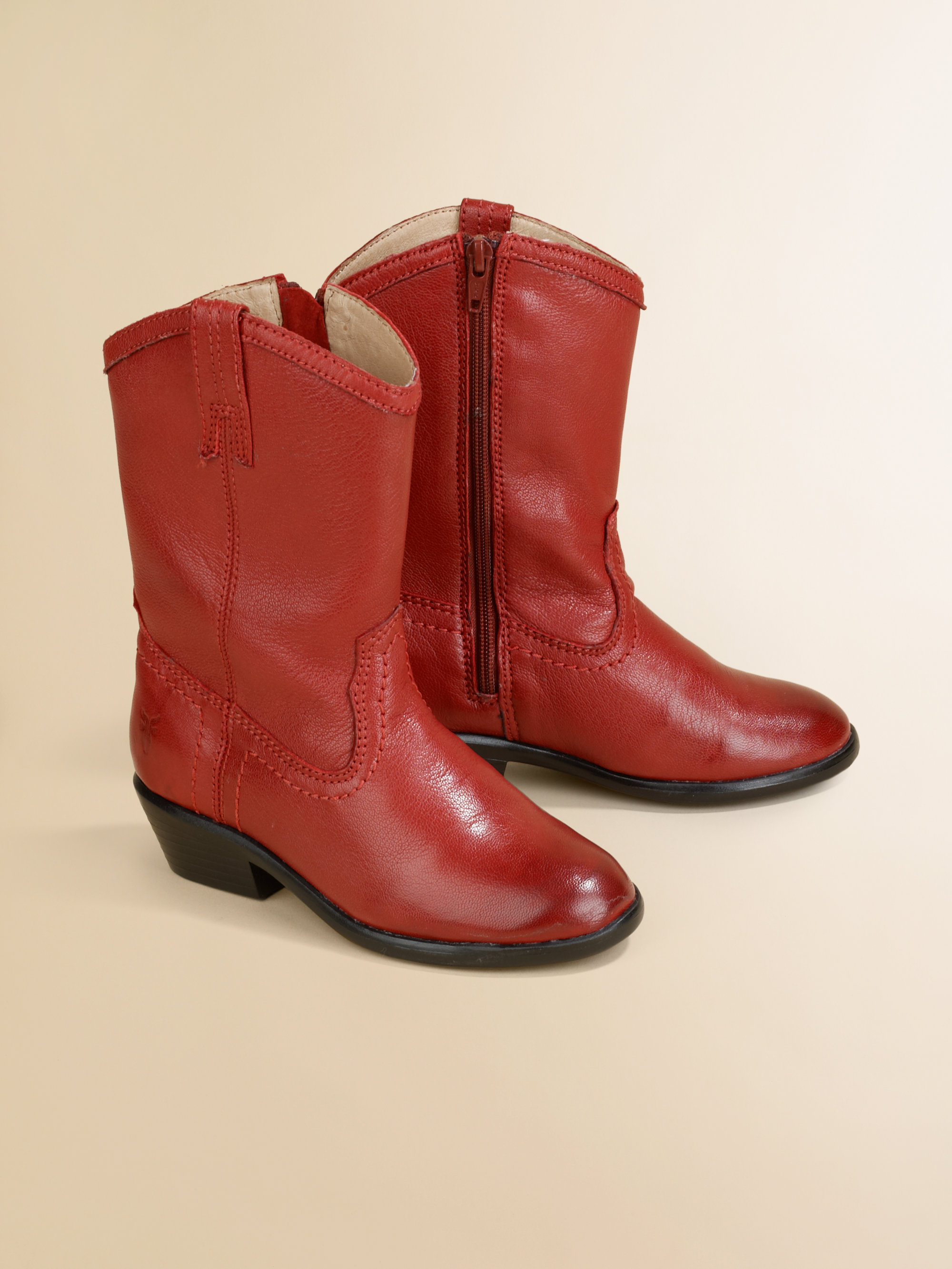 Frye Infants Toddlers Girls Carson Leather Cowboy Boots in Brown (burnt ...