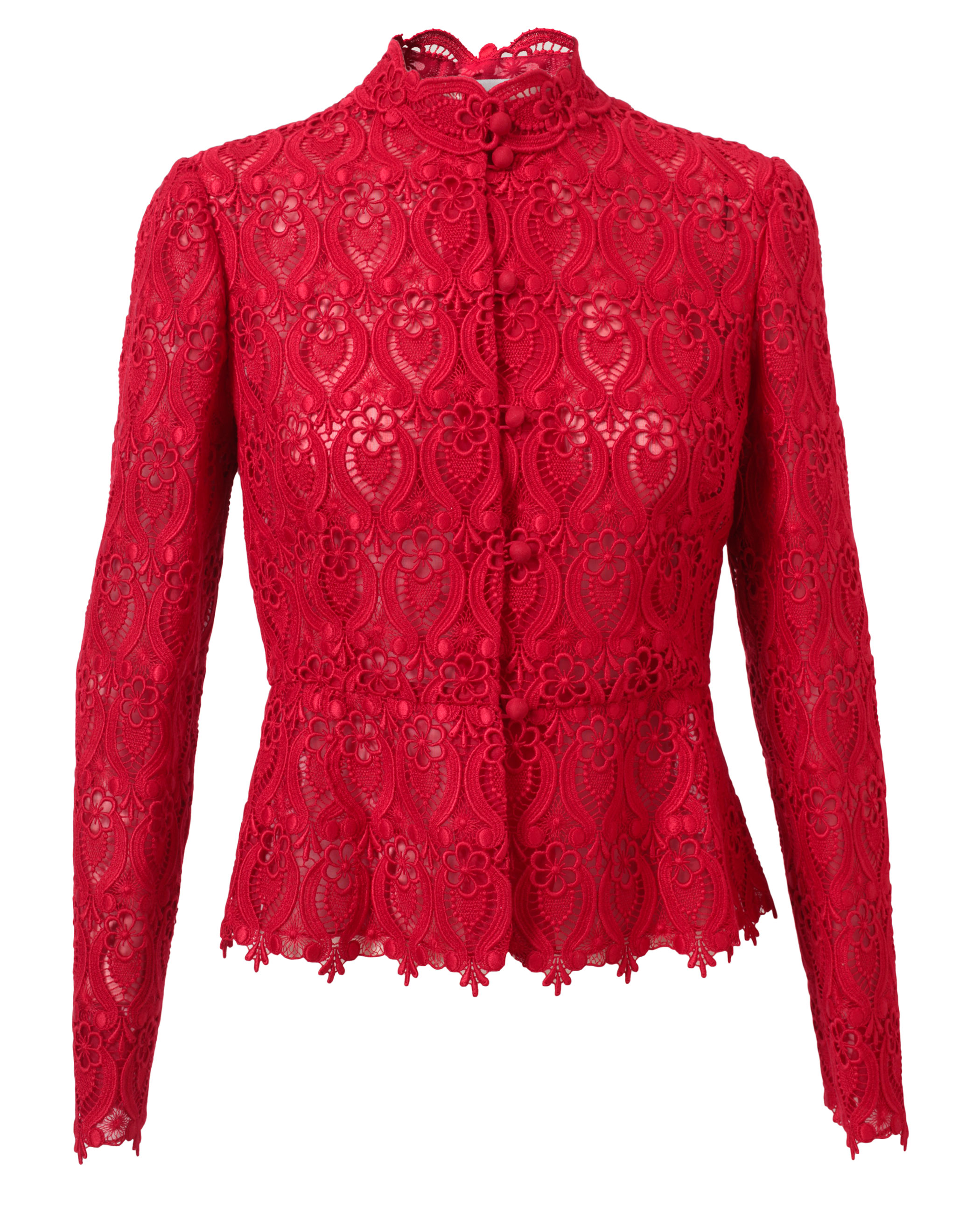 Valentino Macramé Lace Jacket in Red | Lyst