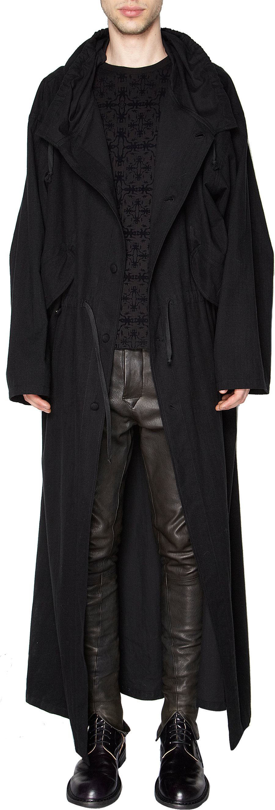 Ann Demeulemeester Hooded Long Coat in Black for Men | Lyst