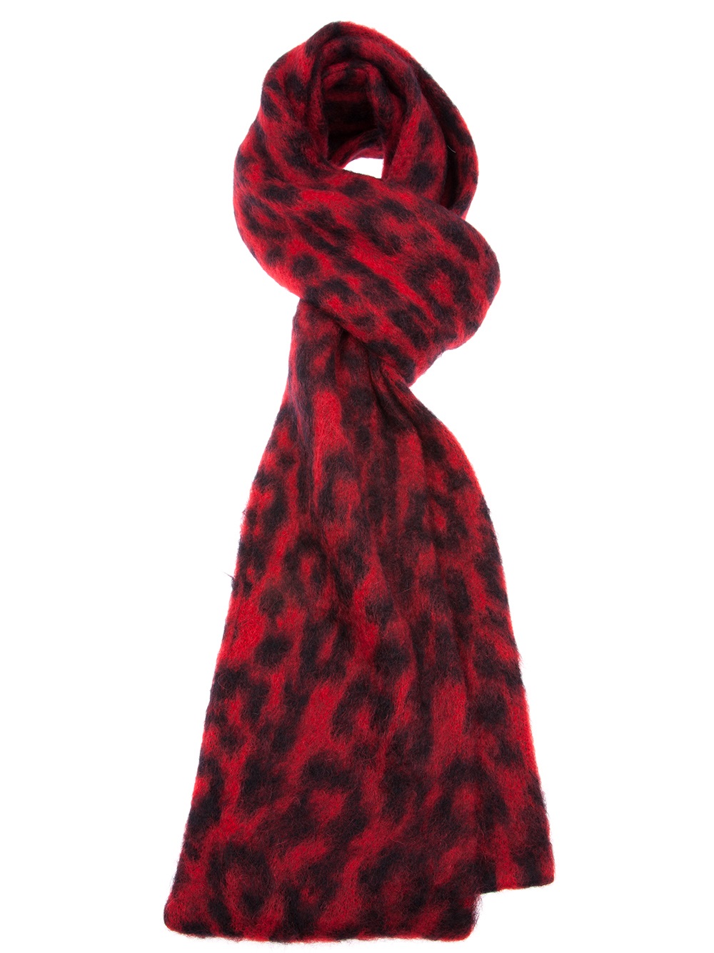 Lyst Saint Laurent Leopard Print Scarf In Red