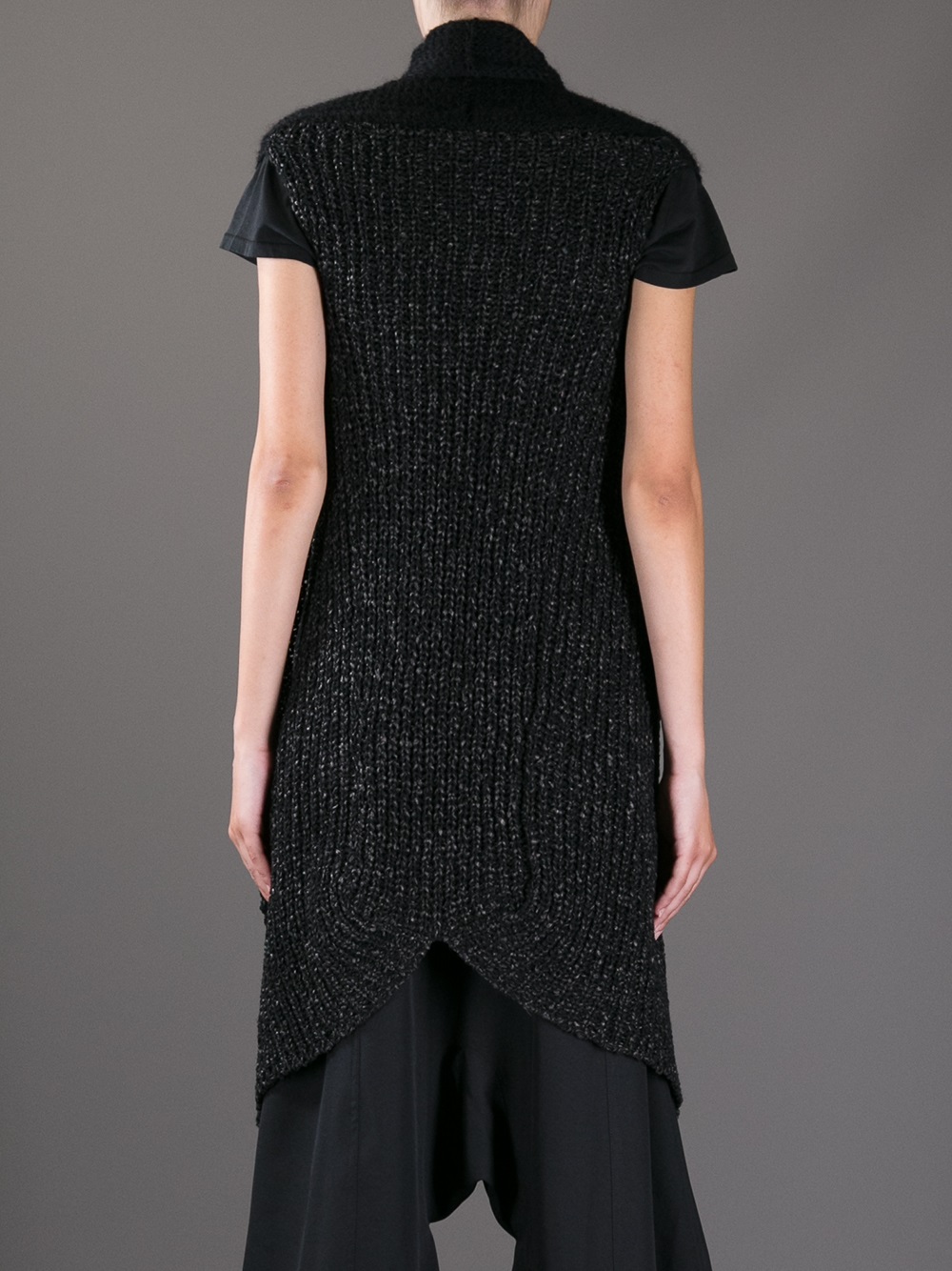 Lyst - Masnada Sleeveless Long Knitted Cardigan in Black