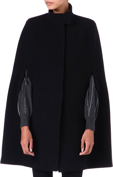 Stella Mccartney Classic Wool Cape in Black | Lyst