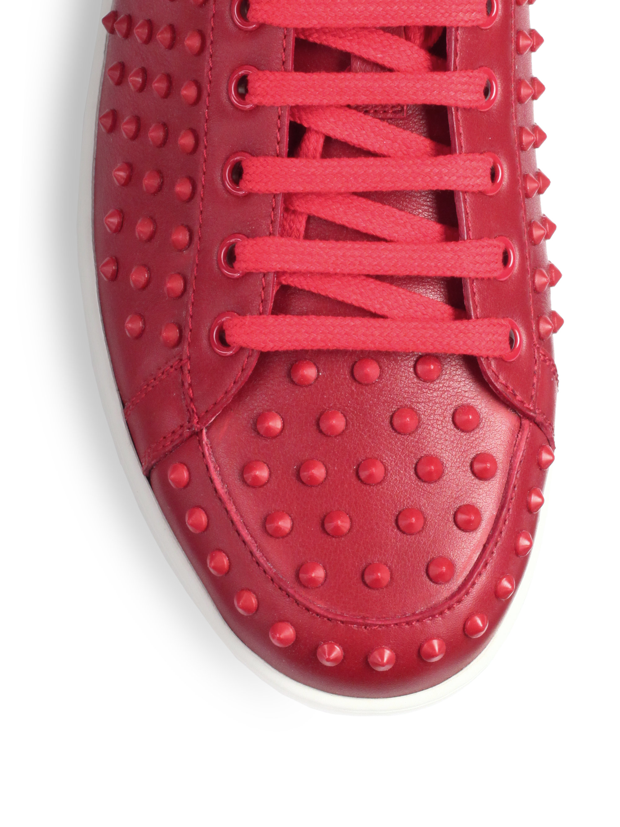 Gucci Brooklyn Studded Laceup Sneakers in Red | Lyst