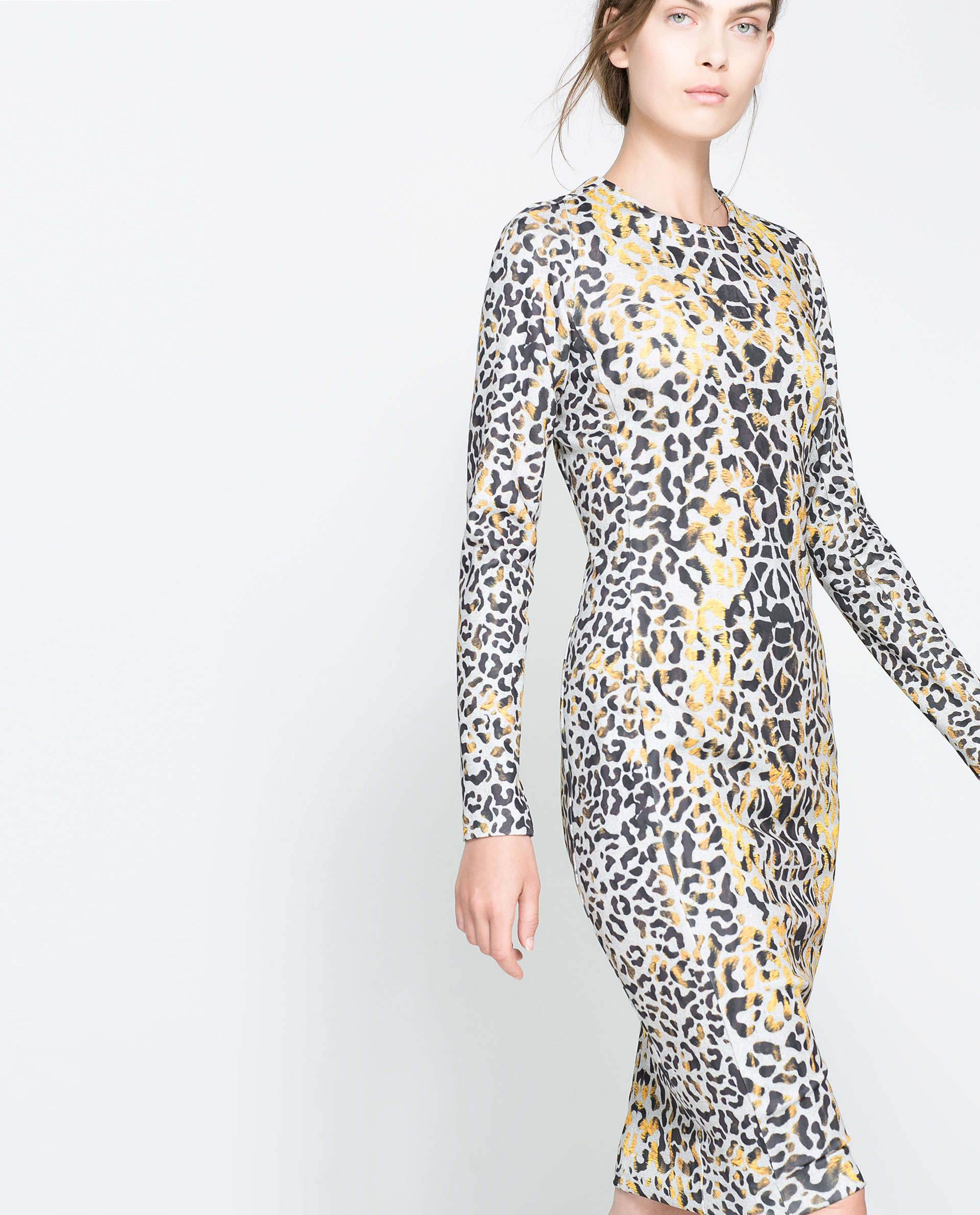 Zara Leopard Print Dress In Blue Lyst