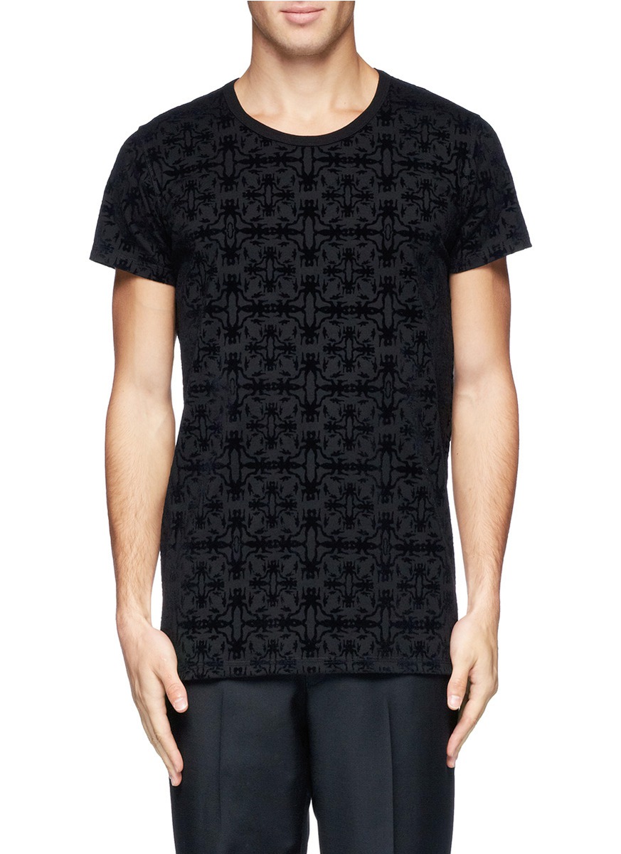 Ann Demeulemeester Flock Printed Cotton T-shirt in Black for Men | Lyst