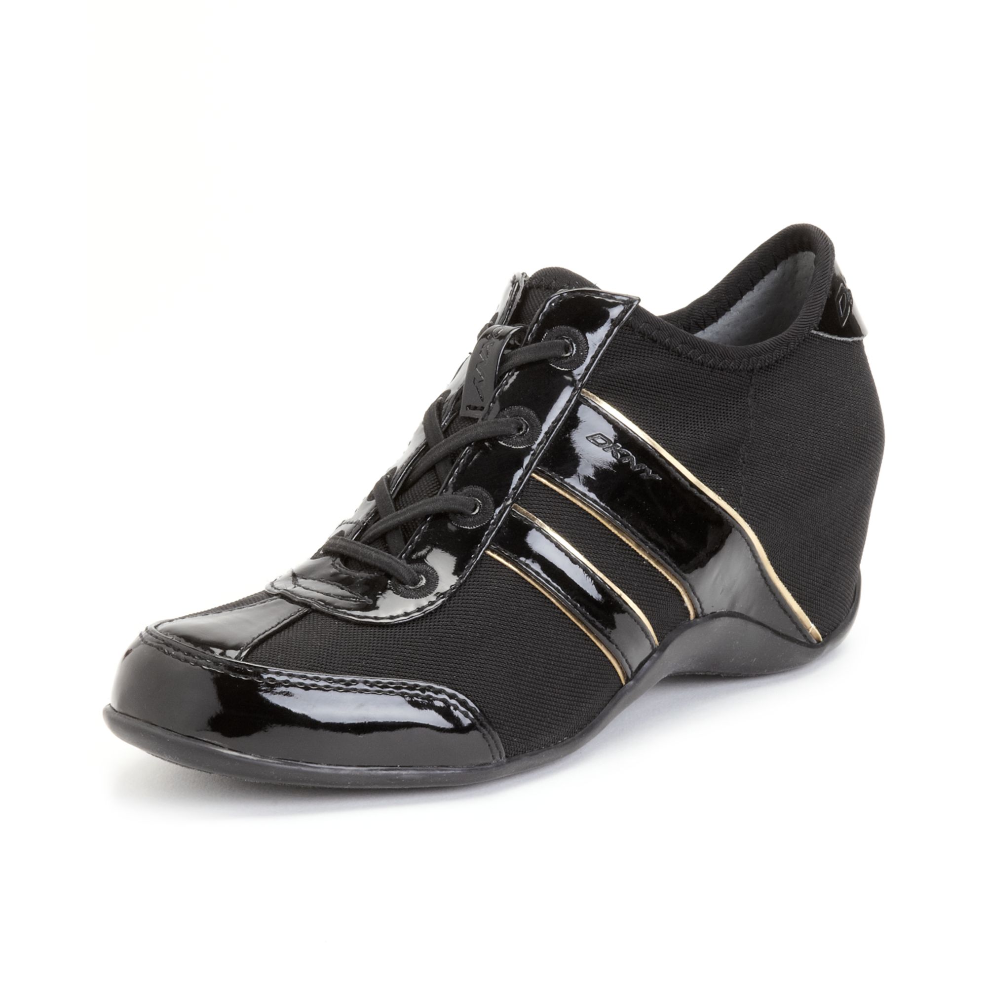 Dkny Paige Wedge Sneakers in Black (Black/Gold) | Lyst