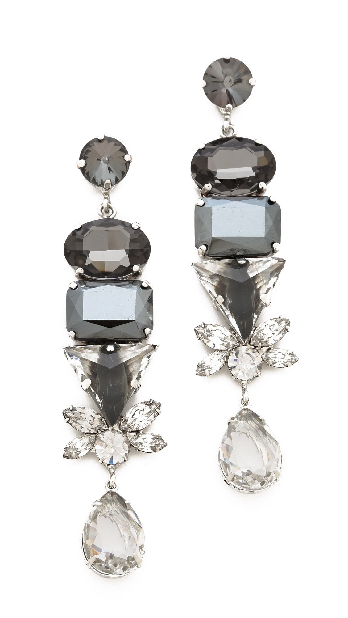 Lyst - Noir jewelry Geometric Crystal Drop Earrings in Gray