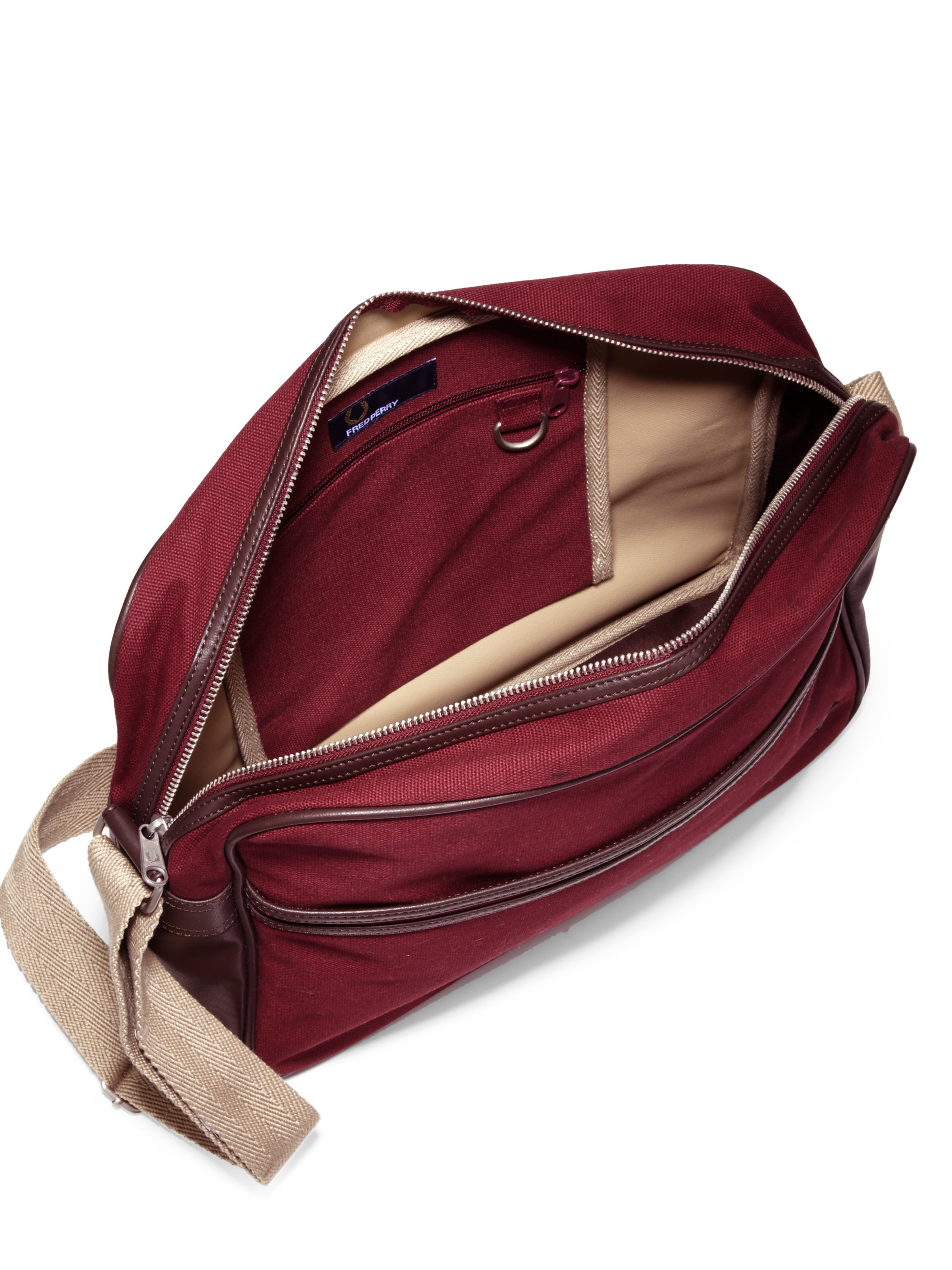 Lyst - Fred Perry Canvas Shoulder Bag in Red for Men