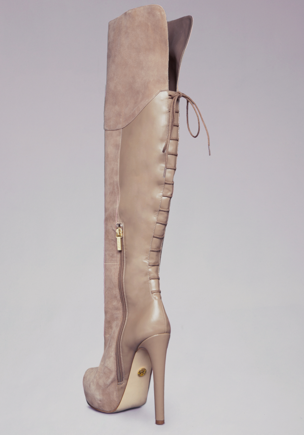 Lyst - Bebe Danica Over Knee Lace Up Boots in Natural