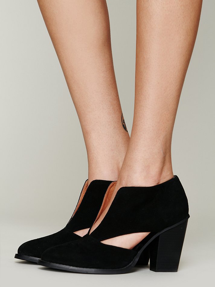 Free people Deep V Ankle Boot in Black (Black Suede) | Lyst