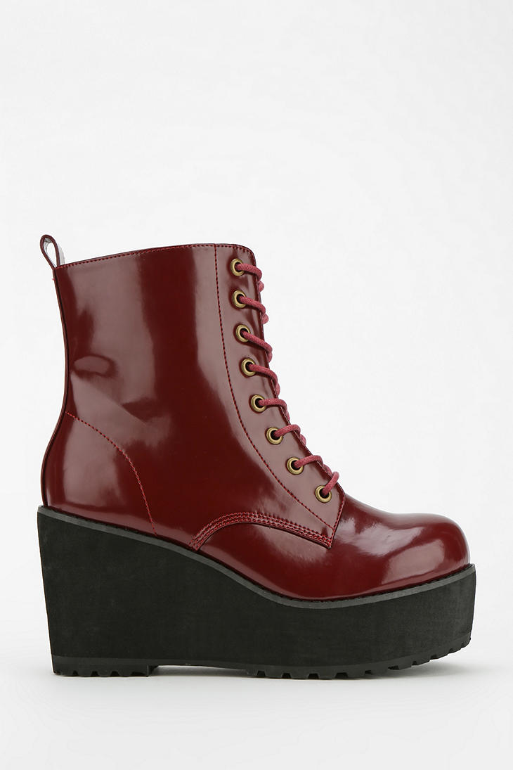 Urban outfitters Shellys London Skardalo Lace-up Platform Boot in Red ...