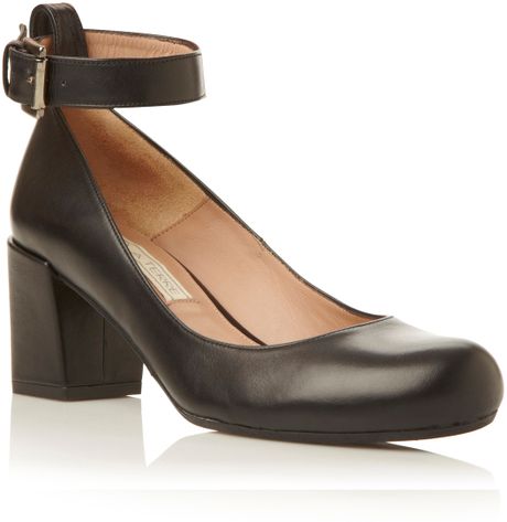 Pied A Terre Aniap Bump Toe Block Heel Court Shoes in Black (Black ...