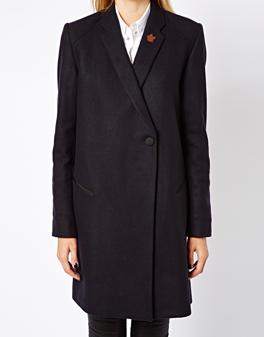 Zadig & Voltaire Zadig and Voltaire Wool Crombie Coat in Blue (Marine ...