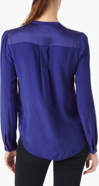 7 For All Mankind Silk Popover Blouse in Blue (Royal Blue) | Lyst
