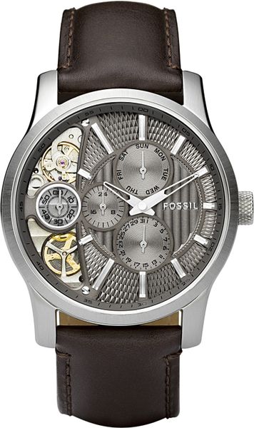 Fossil Mechanical Skeleton Dial Chronograph Watch in Silver for Men ...