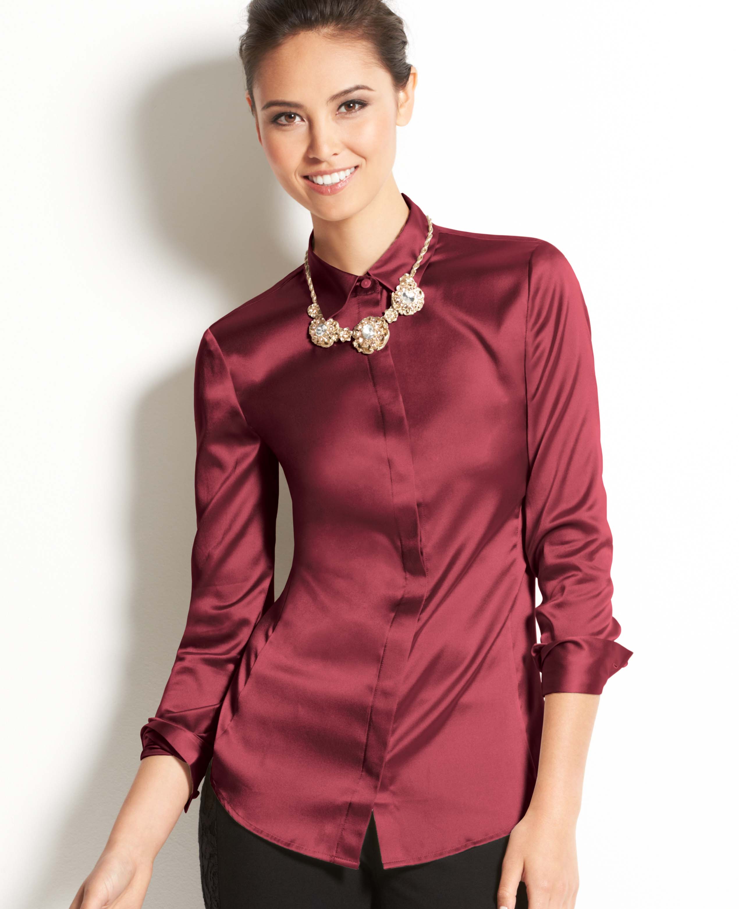 Lyst Ann Taylor Silk Legacy Blouse In Red