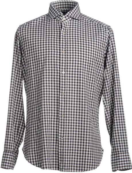 Truzzi Long Sleeve Shirts in Brown for Men (cocoa) | Lyst
