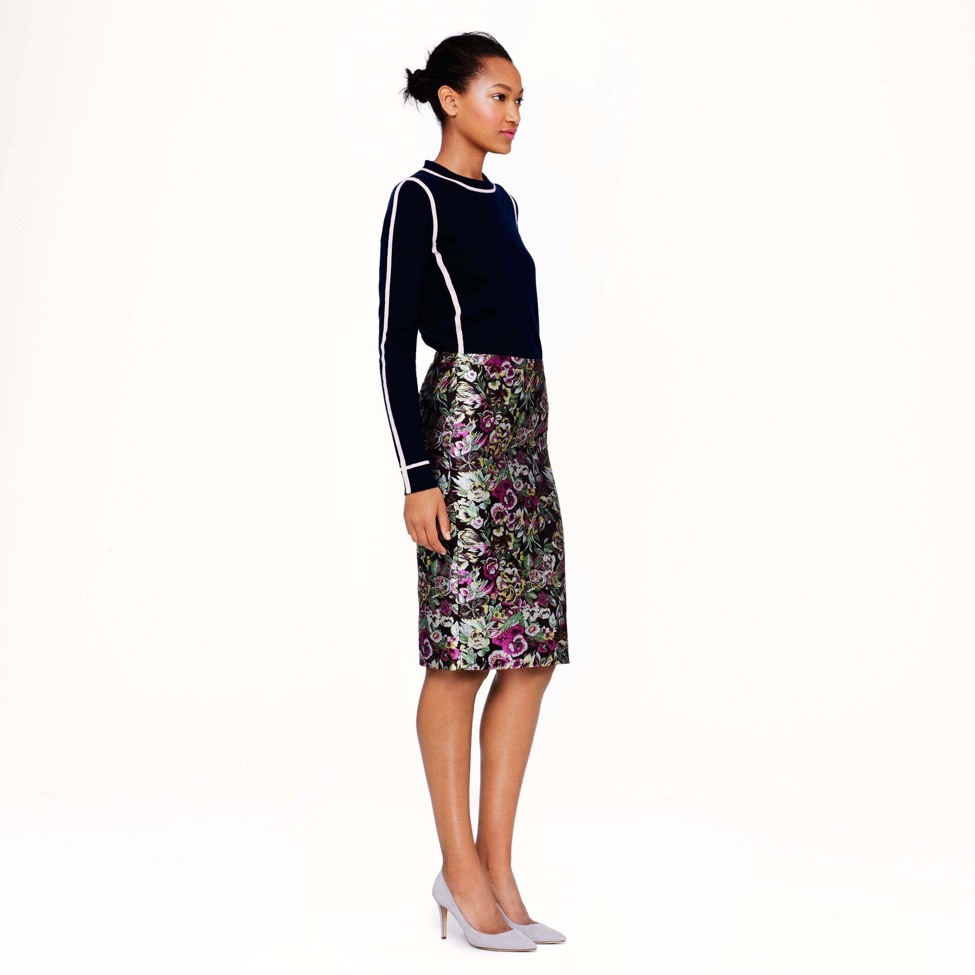 Lyst J Crew Collection No 2 Pencil Skirt In Metallic Floral