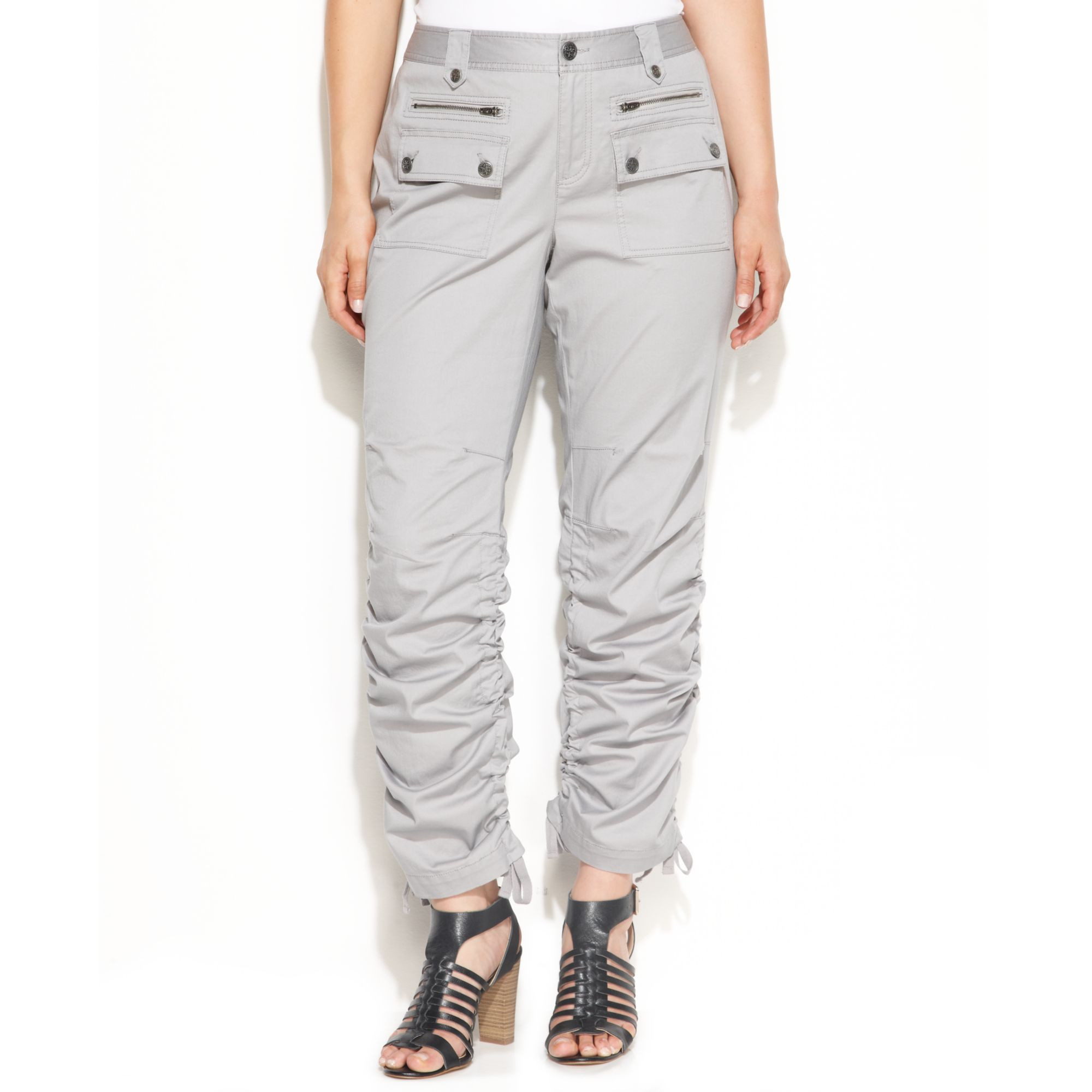 Inc International Concepts Plus Size Convertible Cargo Pants In Gray Lyst