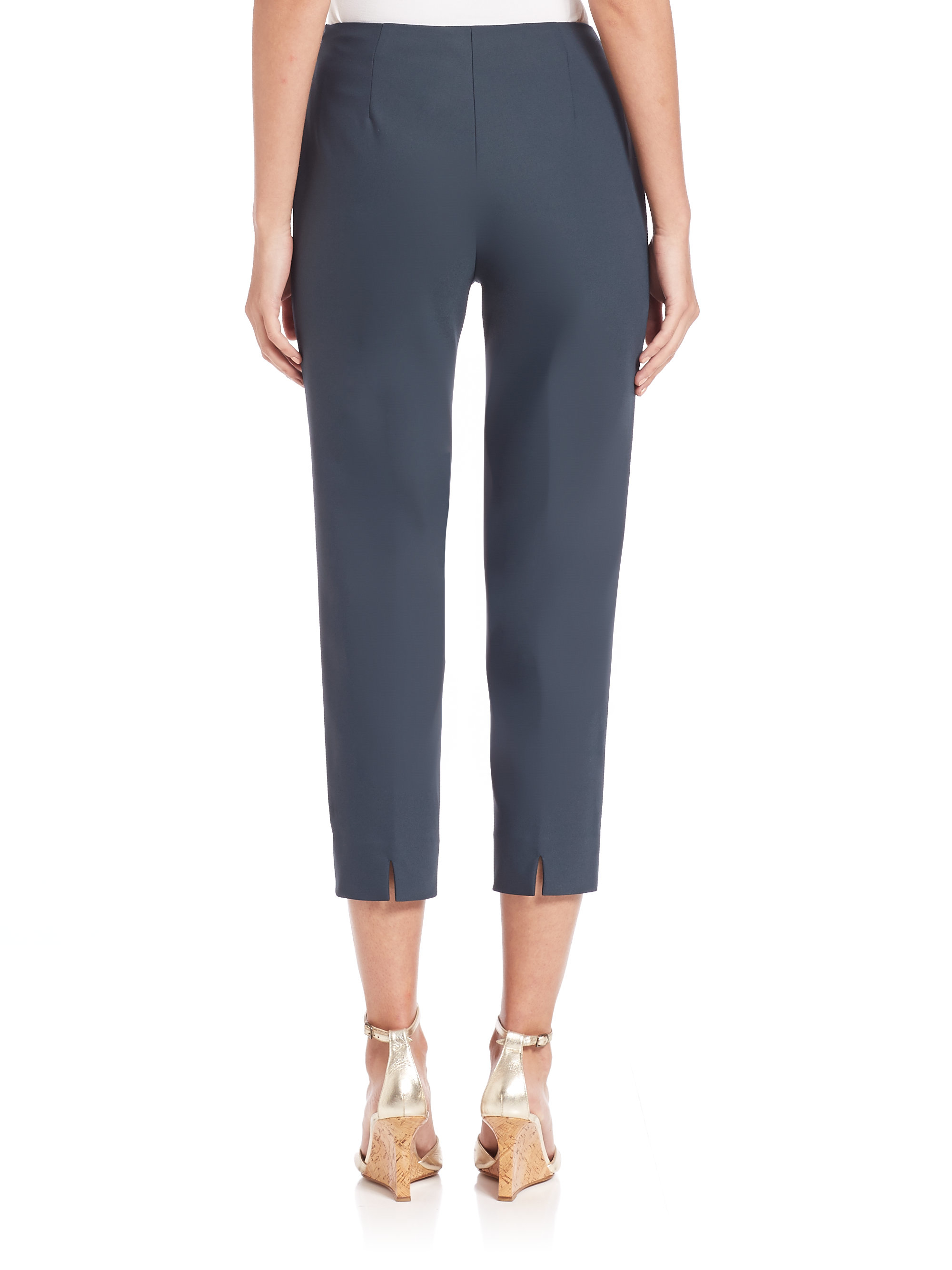 Piazza sempione Audrey Cropped Cotton Pants in Green | Lyst